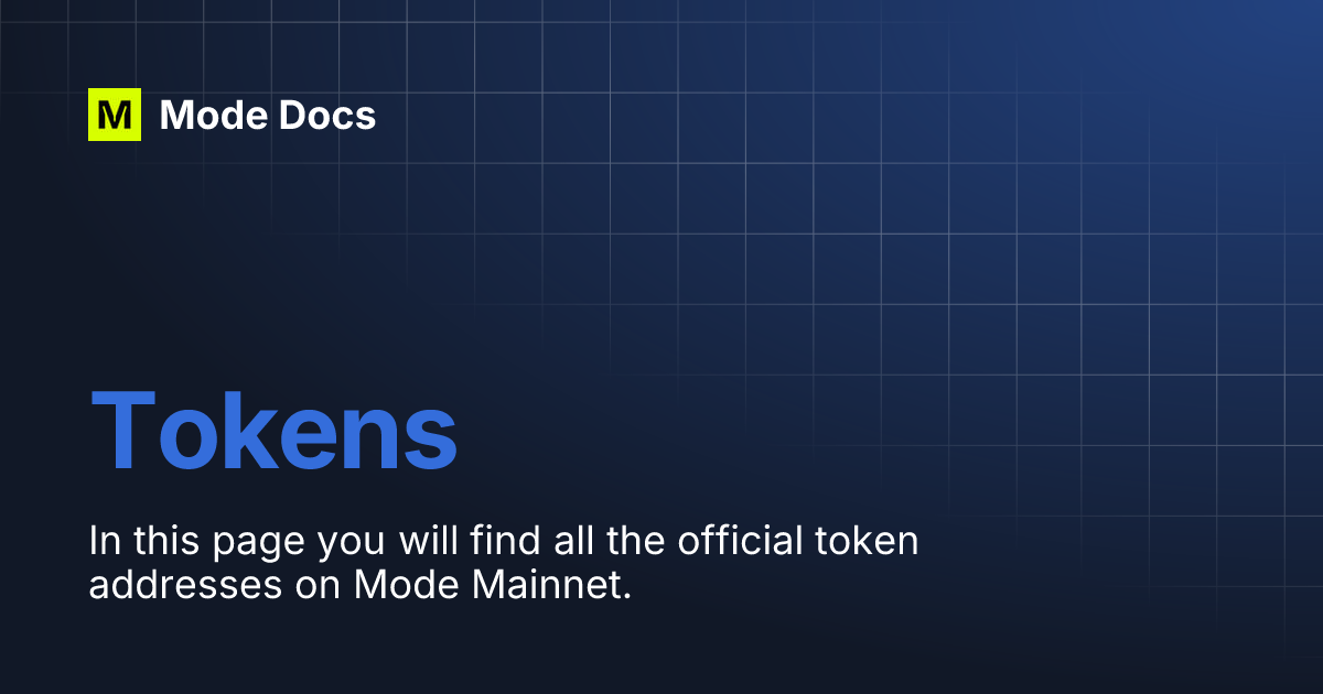 Tokens | Mode Docs
