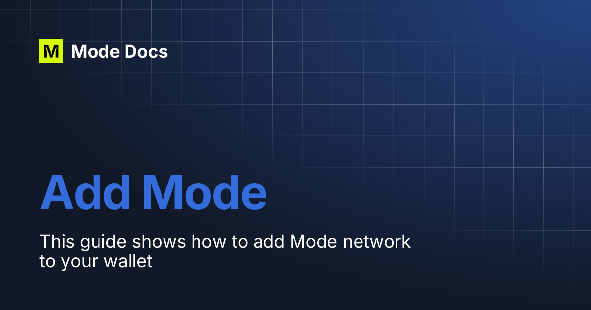 Add Mode | Mode Docs