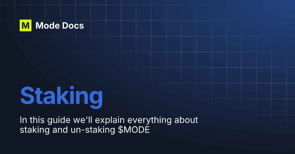 Staking | Mode Docs